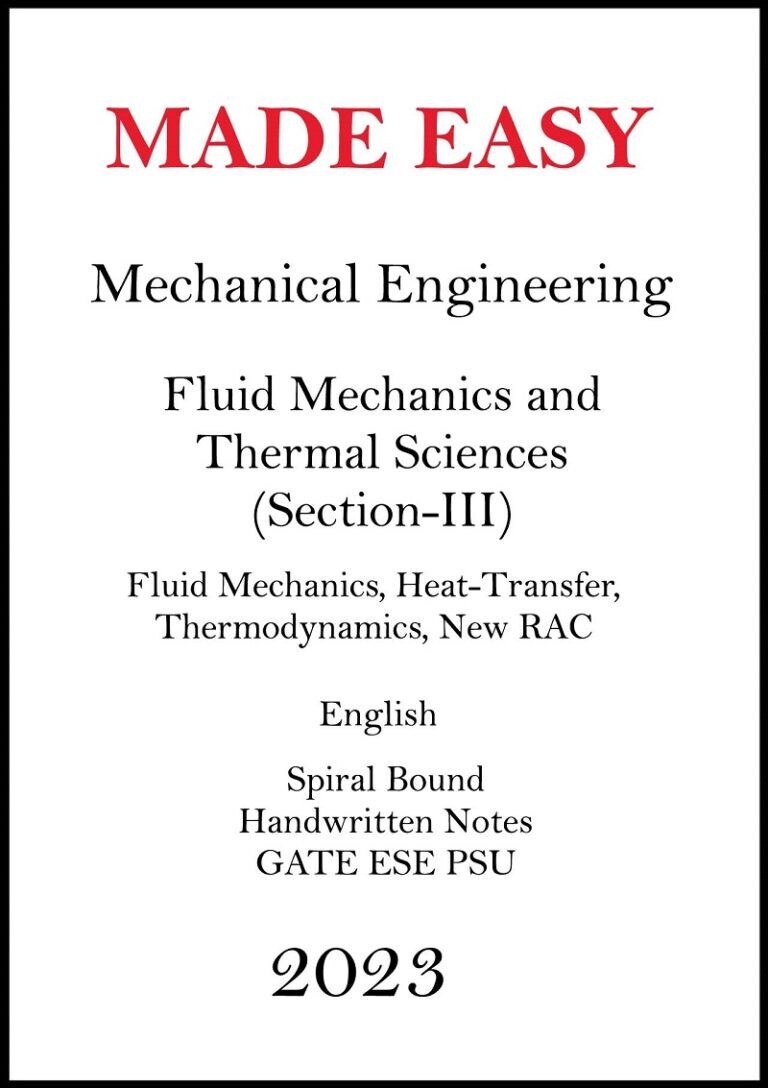 Mechanical Engineering Handwritten Notes of Fluid Mechanics and Thermal ...